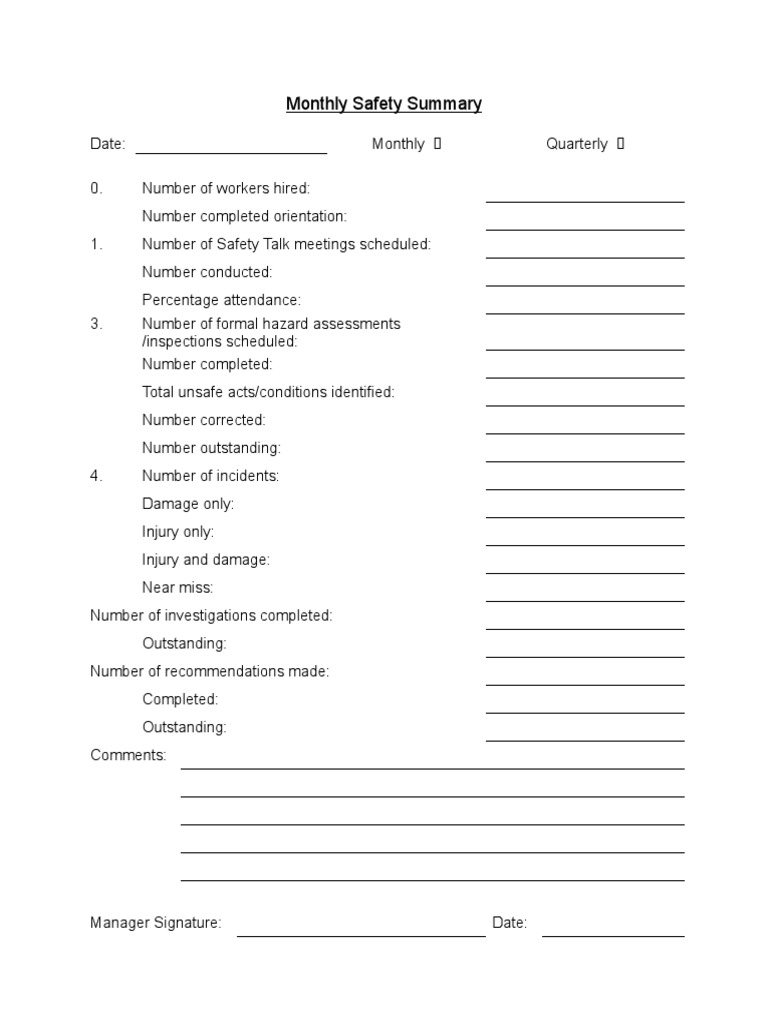 Monthly Safety Summary | PDF