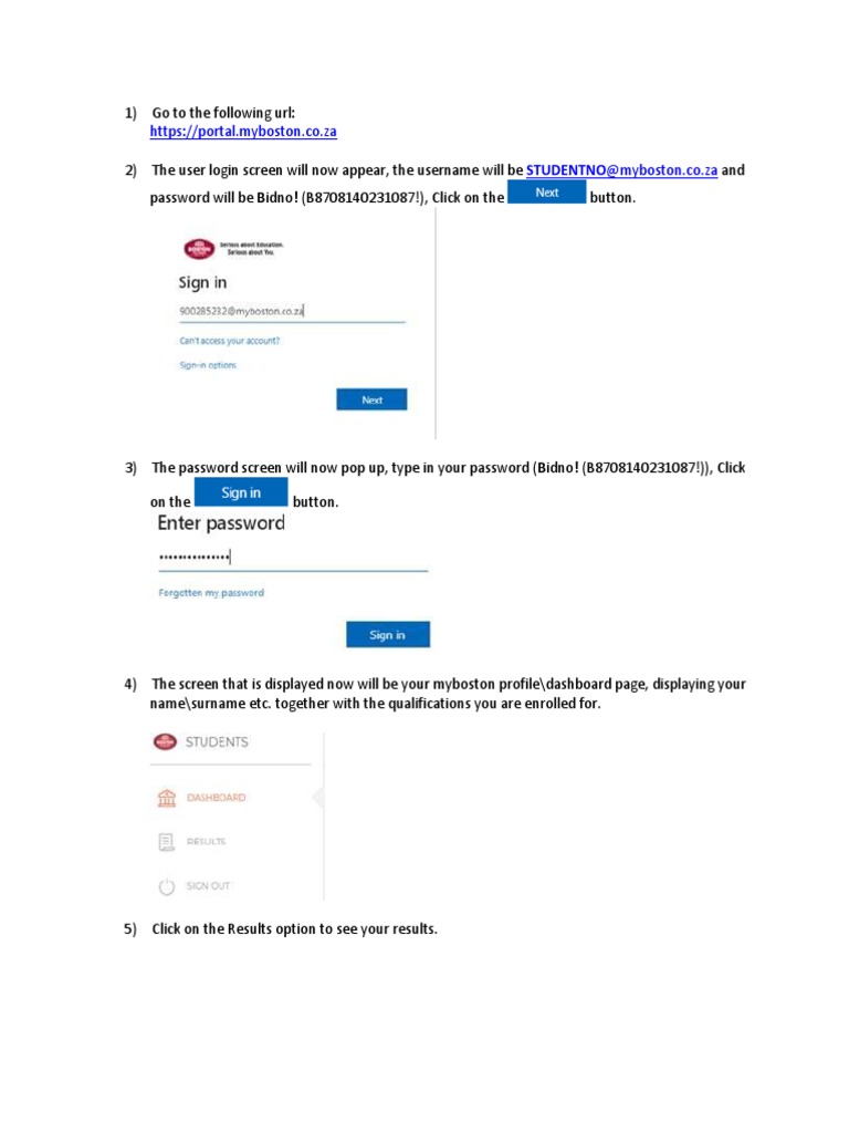 Student Portal Instructions