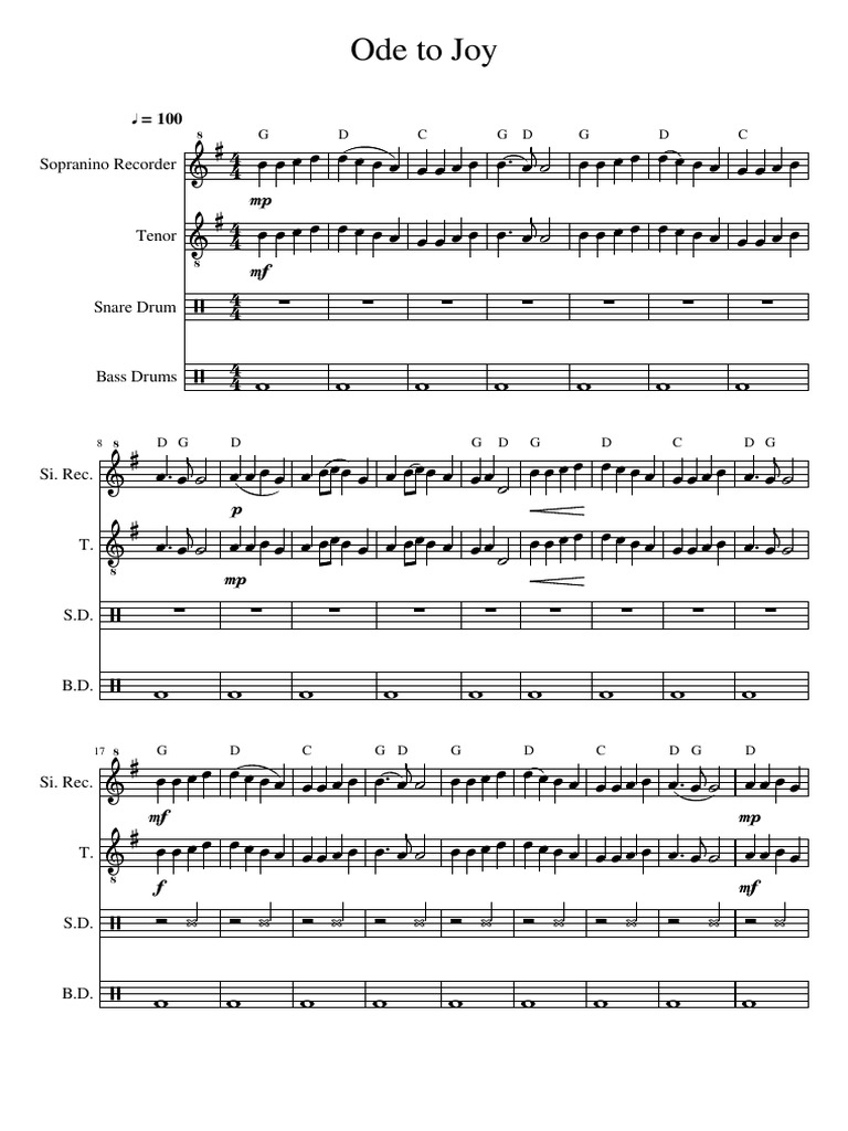 Ode To Joy | PDF | Percussion Instruments | Musical Instruments