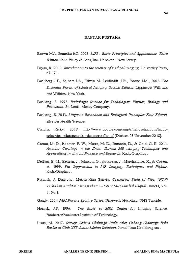 Daftar Pustaka: Ir - Perpustakaan Universitas Airlangga | PDF | Medical ...