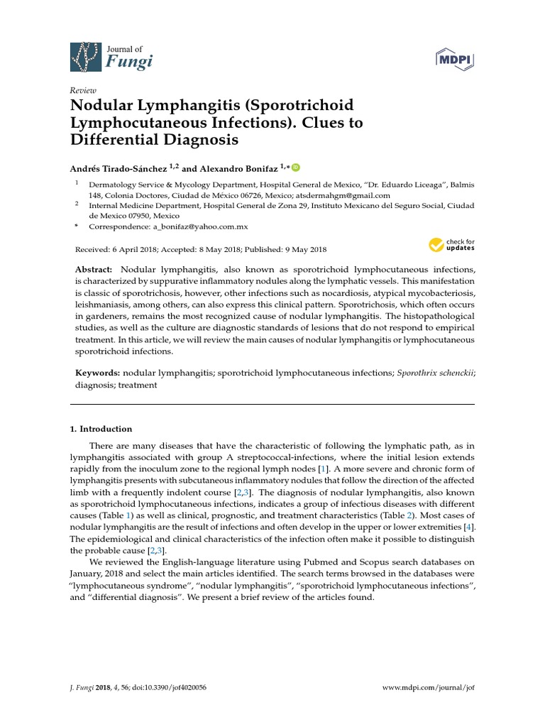 Fungi: Nodular Lymphangitis (Sporotrichoid Lymphocutaneous Infections) - Clues To Differential ...