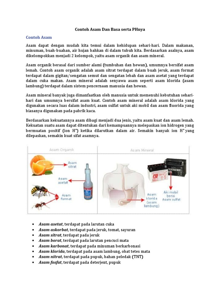 Contoh Asam dan Basa dalam Kehidupan | PDF | Memasak, Makanan, & Anggur
