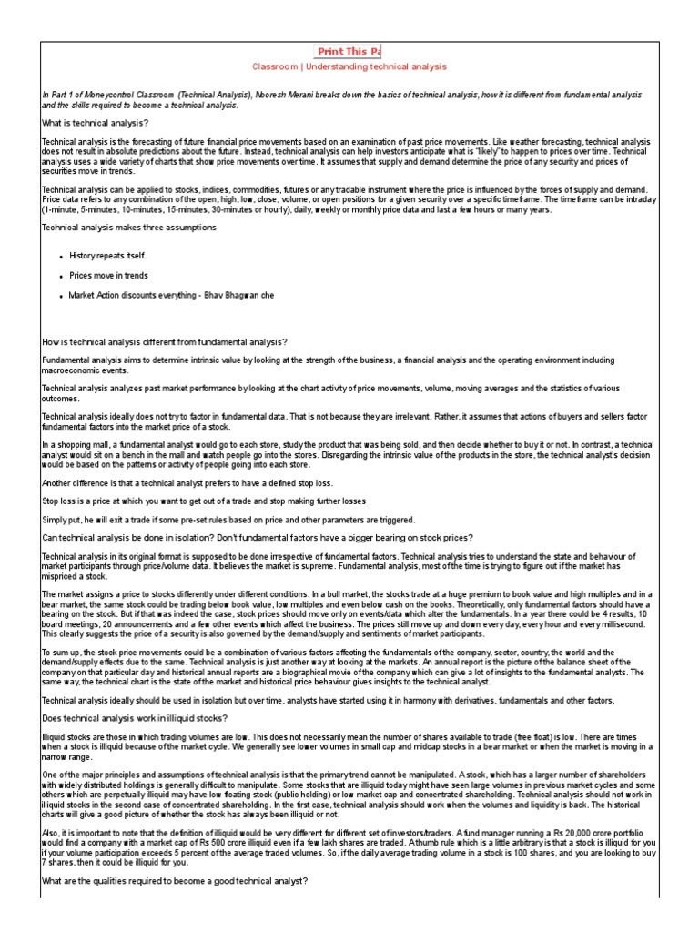Classroom - Understanding Technical Analysis | PDF | Technical Analysis ...