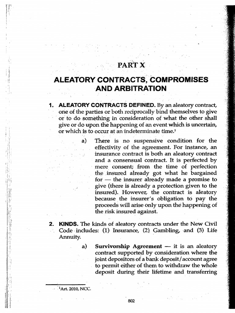 Understanding Aleatory Contracts in Insurance | PDF | Subrogation ...