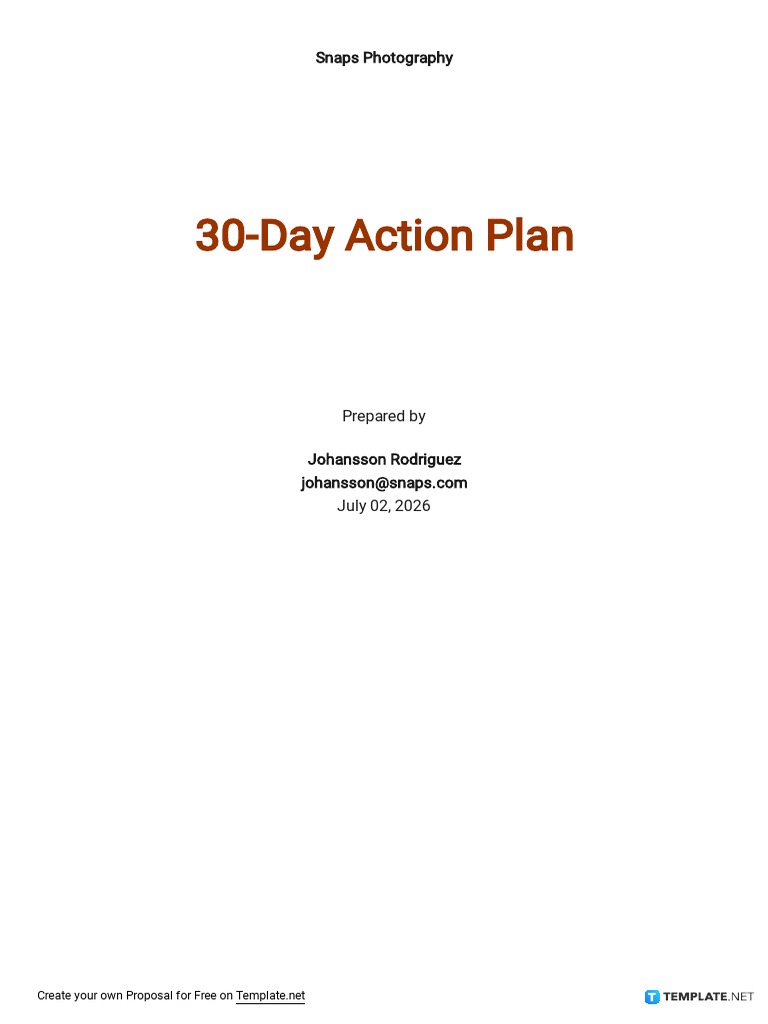Free 30 Days Action Plan Template | PDF