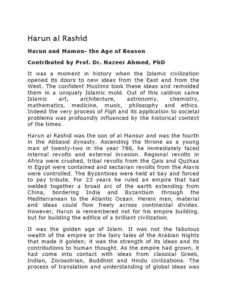 Harun al Rashid: Islamic Golden Age | PDF | Quran | Islam