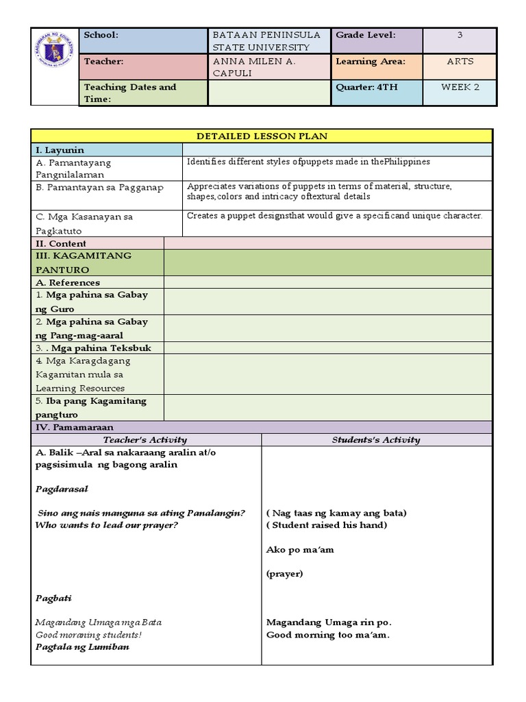 Arts Lesson Plan | PDF