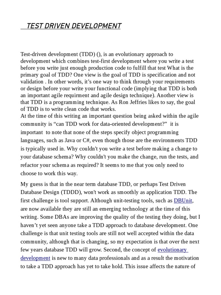 Test Driven Development Pdf Test Driven Development Information Management
