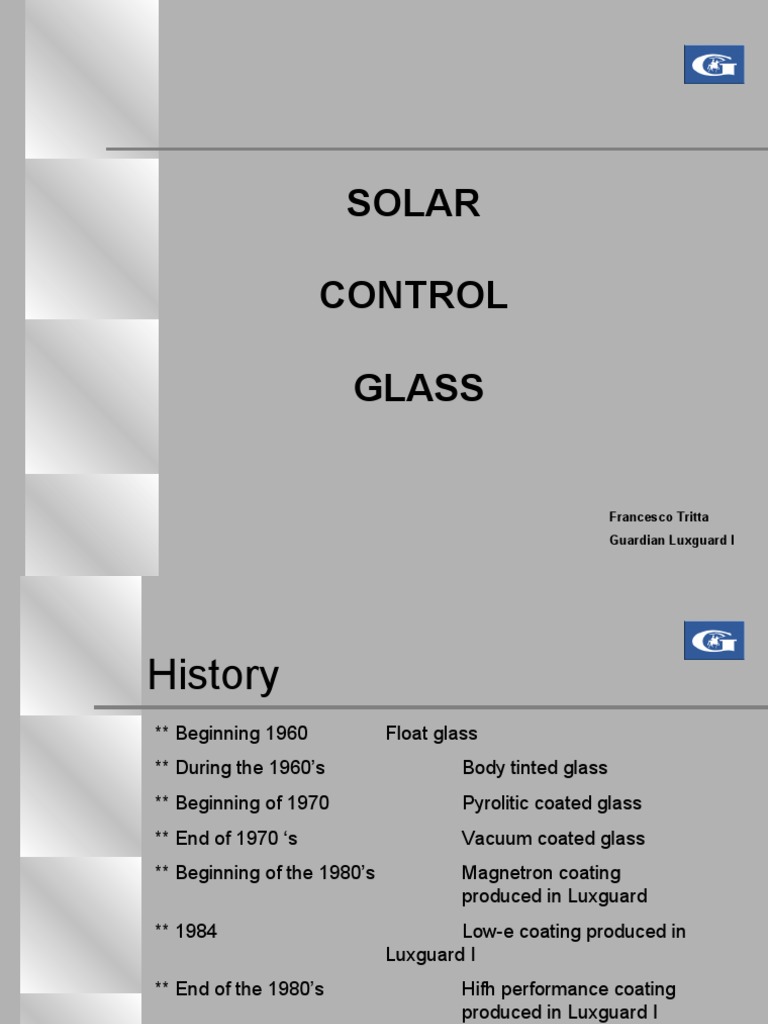 Solar Control Glass: Francesco Tritta Guardian Luxguard I | PDF ...