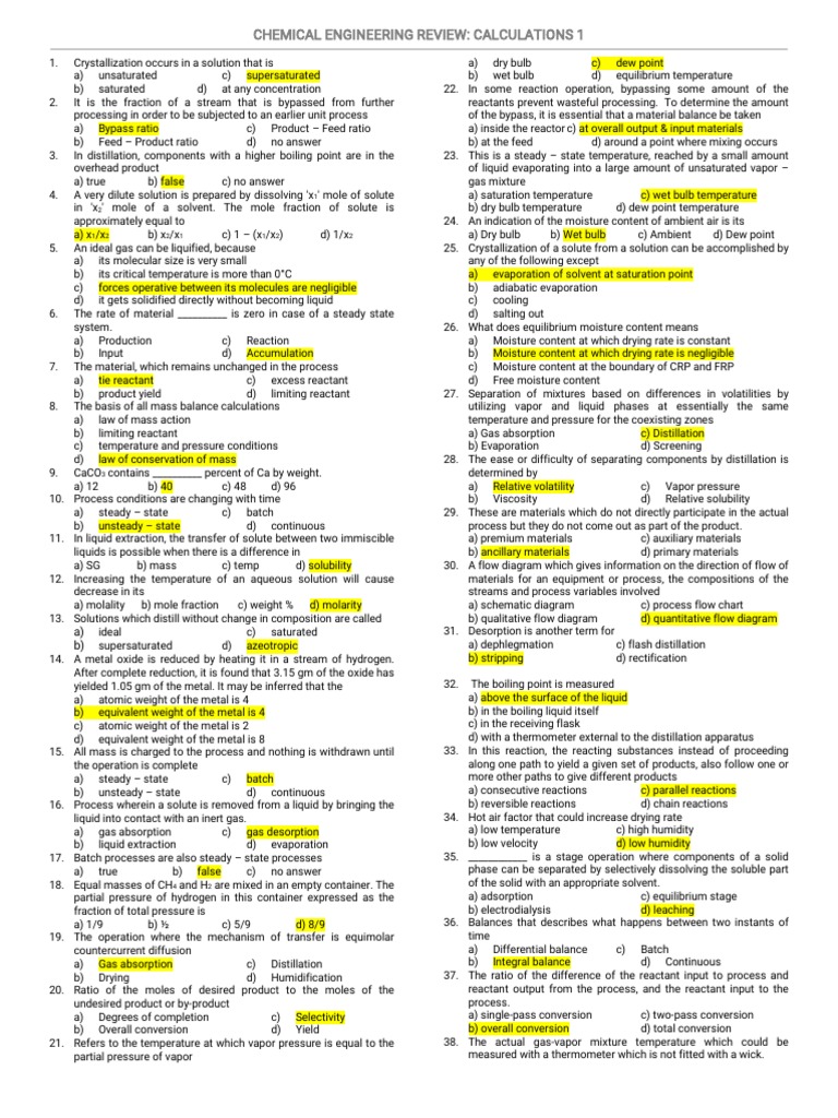 Calculations 1 - ANS - KEY | PDF | Nature