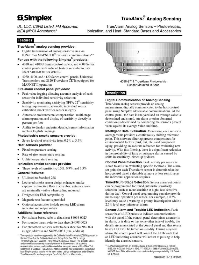 Truealarm: Truealarm Analog Sensors - Photoelectric, Ionization, and ...