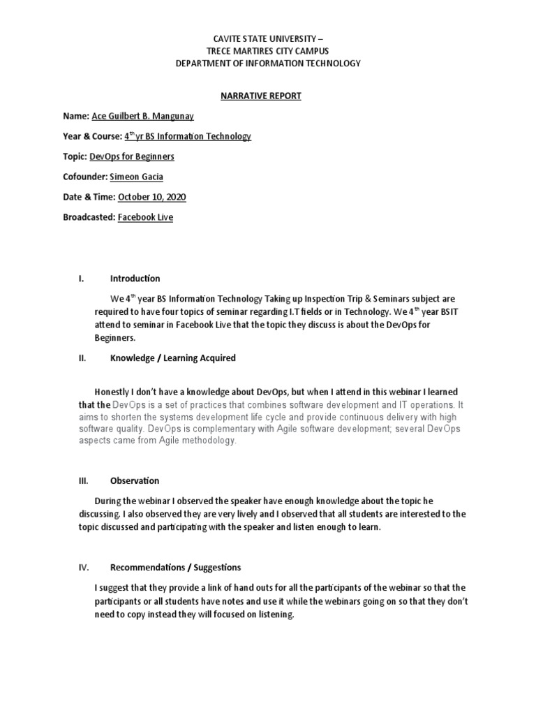 Narrative Report | PDF