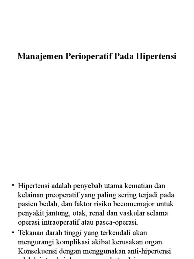Manajemen Hipertensi Perioperatif | PDF