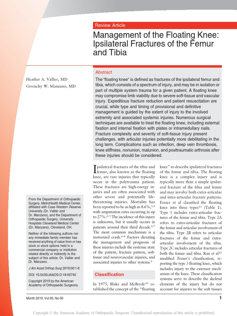 Management of The Floating Knee. | PDF | Knee | Orthopedic Surgery