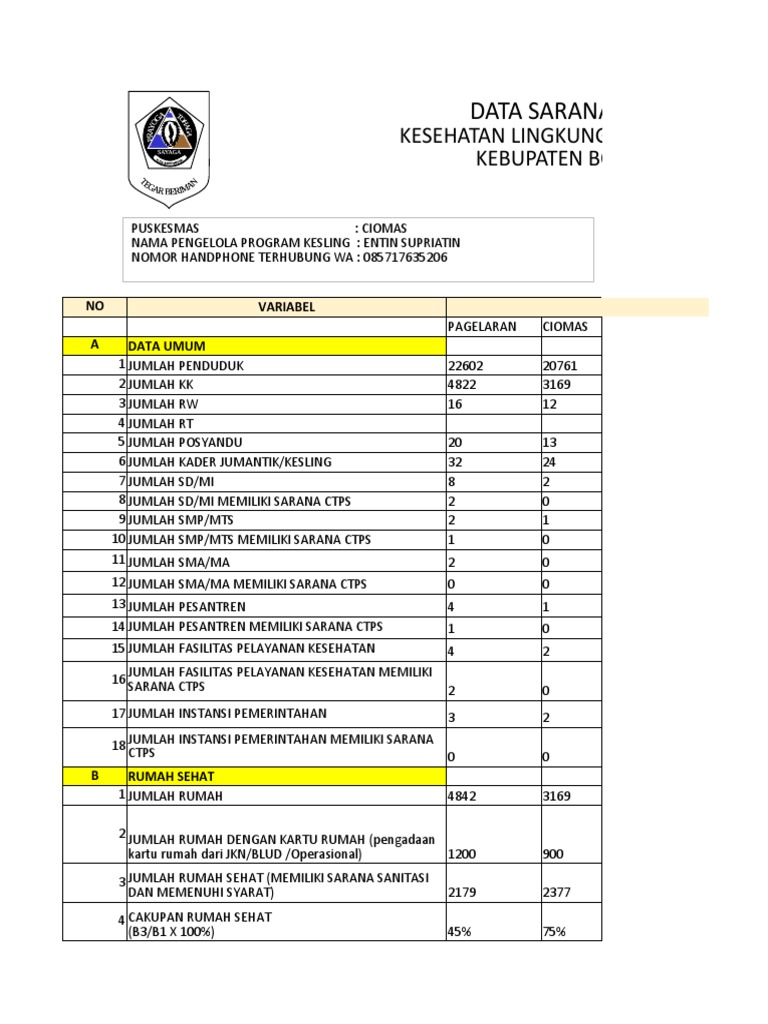 Format Pendataan Sandas 2019 | PDF