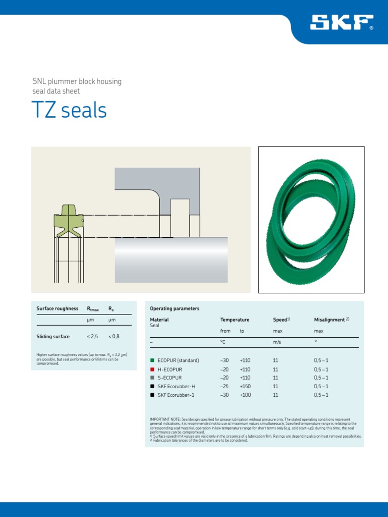 TZ Seals: SNL Plummer Block Housing Seal Data Sheet | PDF | Applied And Interdisciplinary ...