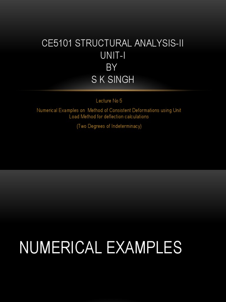 Ce5101 Structural Analysis-Ii Unit-I BY S K Singh | PDF