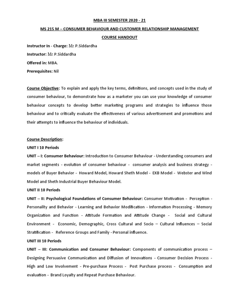 Understanding Consumer Behavior and Customer Relationship Management ...