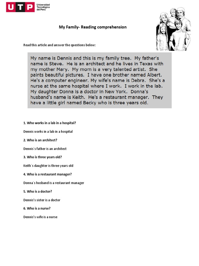 Family Reading Comprehension - Unit 4 - Week 9 | PDF