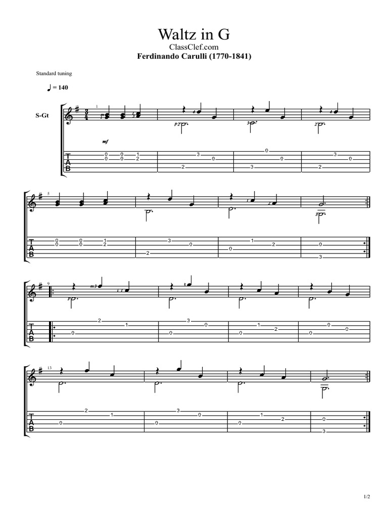 Waltz in G by Ferdinando Carulli | PDF | Chordophones | Music Technology
