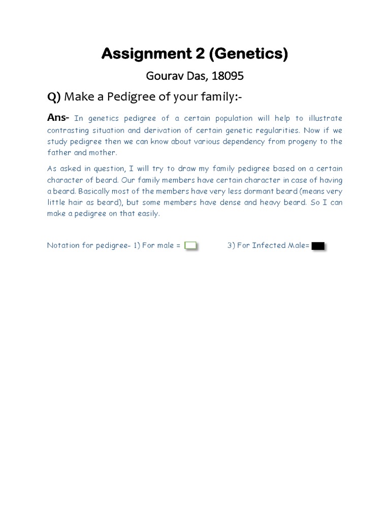 Genetics Pedigree Assignment | PDF | Foreign Language Studies | Wellness