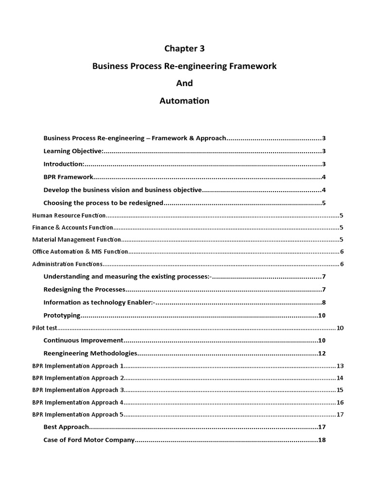 Business Process Re-Engineering Framework and Automation | PDF ...