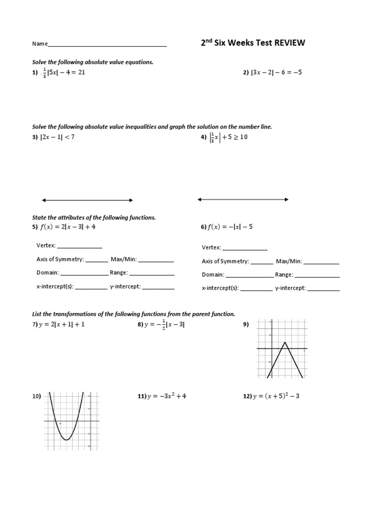 2nd Six Weeks Test Review | PDF | Function (Mathematics) | Analysis