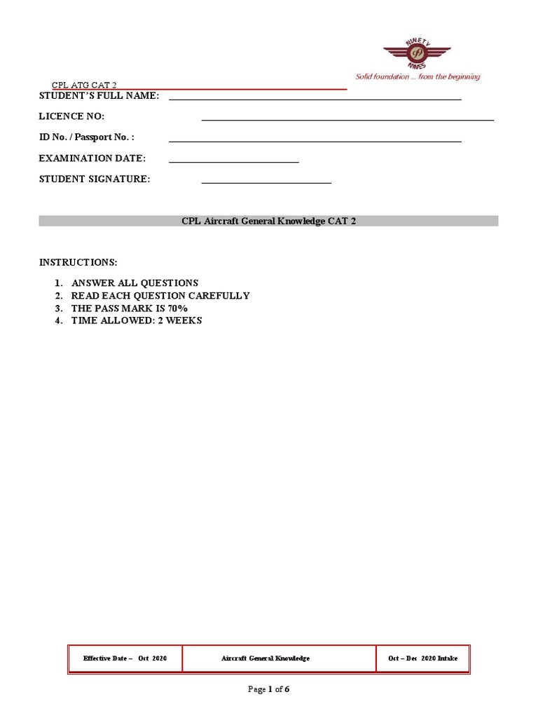 CPL Aircraft General Knowledge Exam Guide | PDF | Electrical Resistance ...