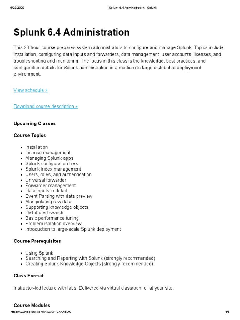 Splunk 6.4 Administration - Splunk | PDF | Analytics | Computer Data