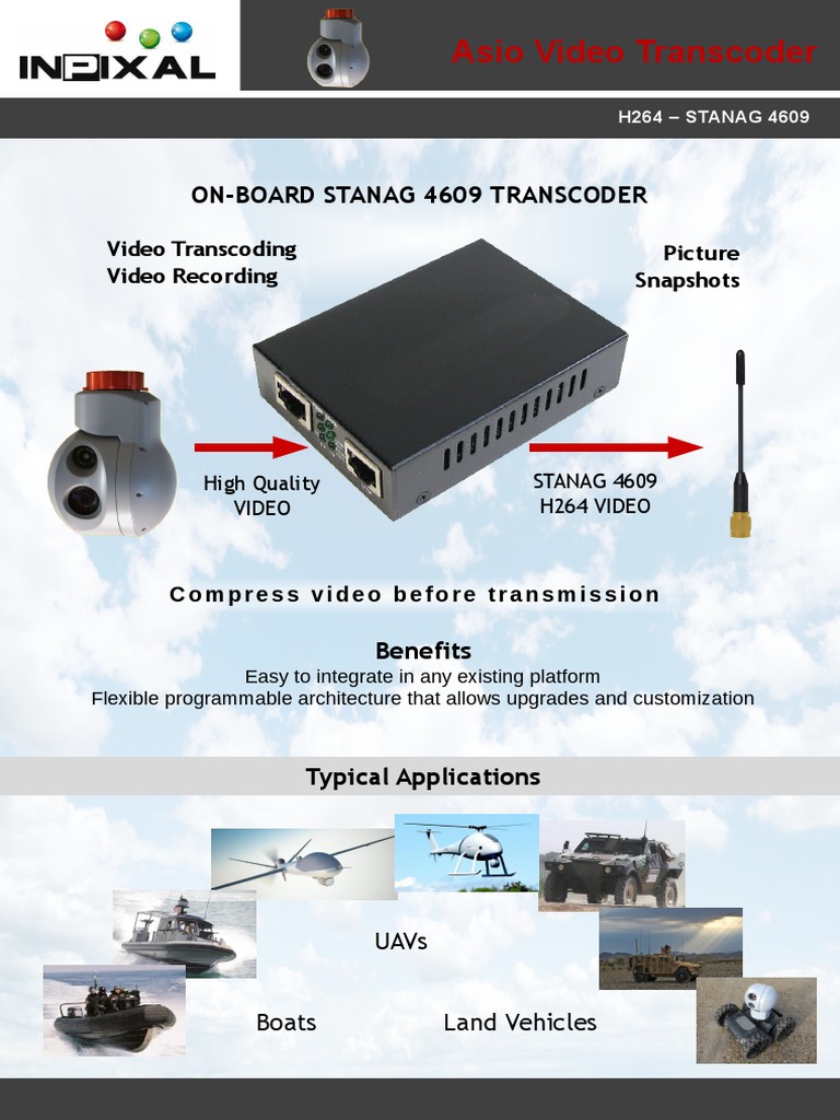 Asio Video Transcoder: On-Board Stanag 4609 Transcoder | PDF | Telecommunications | Electronics