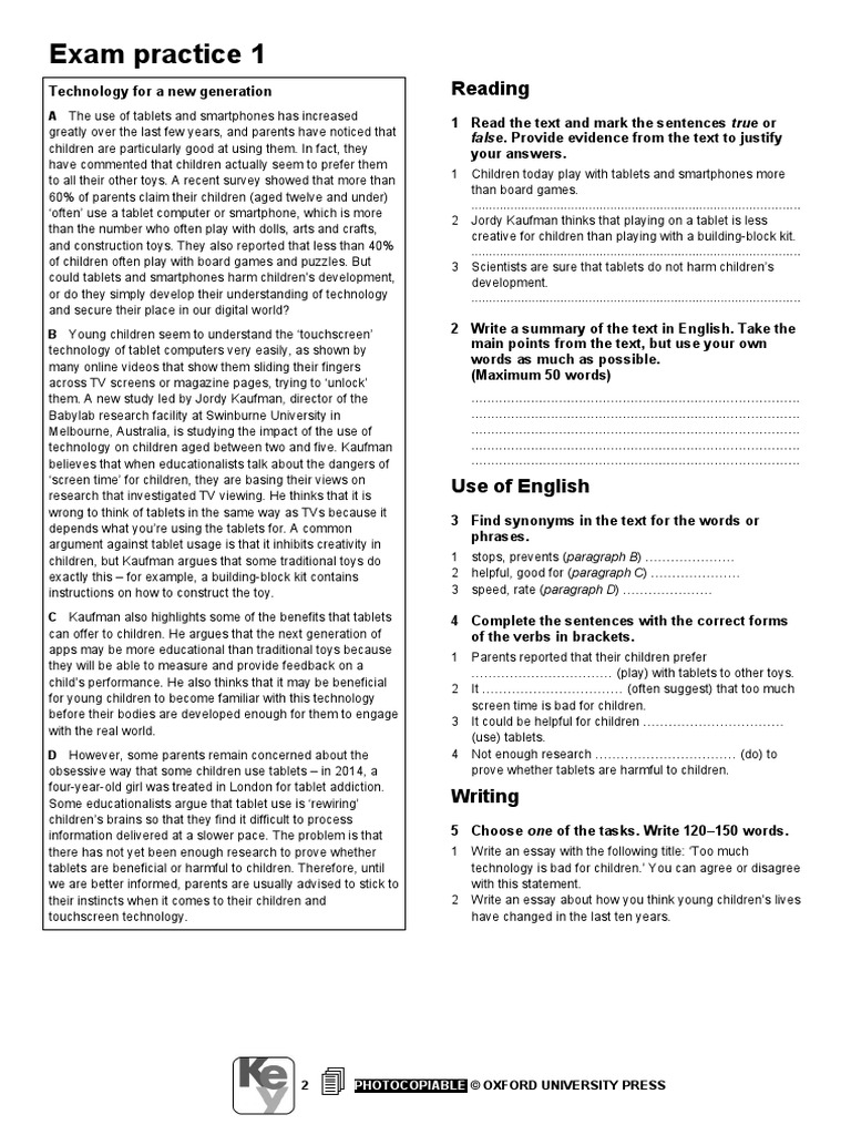 Exam Practice 1: Reading | PDF | Tablet Computer | Toys