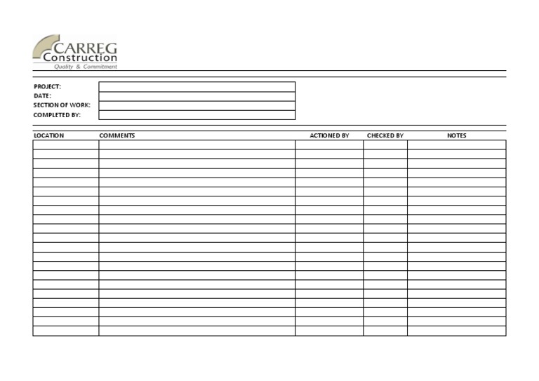Project Status Report - Section Completion Log | PDF
