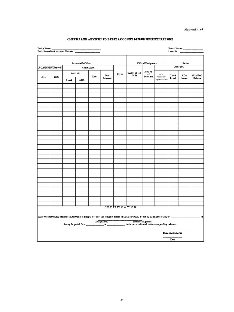 Checks and Advices Record Form | PDF | Cheque | Payments
