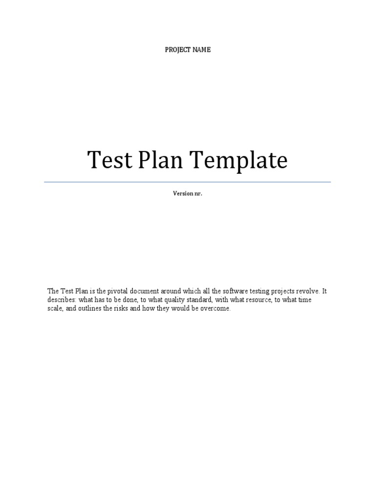Test Plan Template: Project Name | PDF | Specification (Technical ...