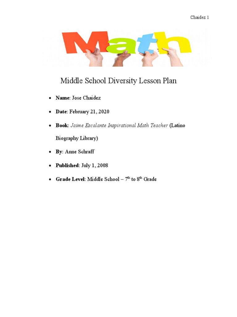 Diversity Lesson Plan | PDF | Lesson Plan | Middle Schools