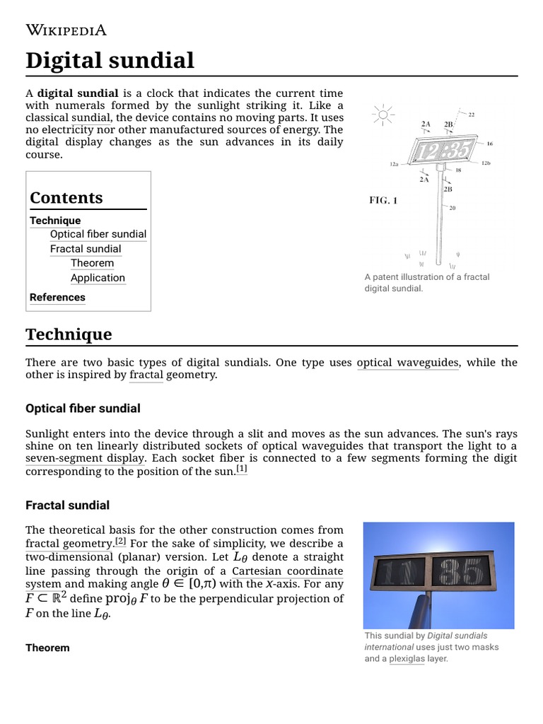 Digital Sundial - Wikipedia | PDF | Space | Geometry