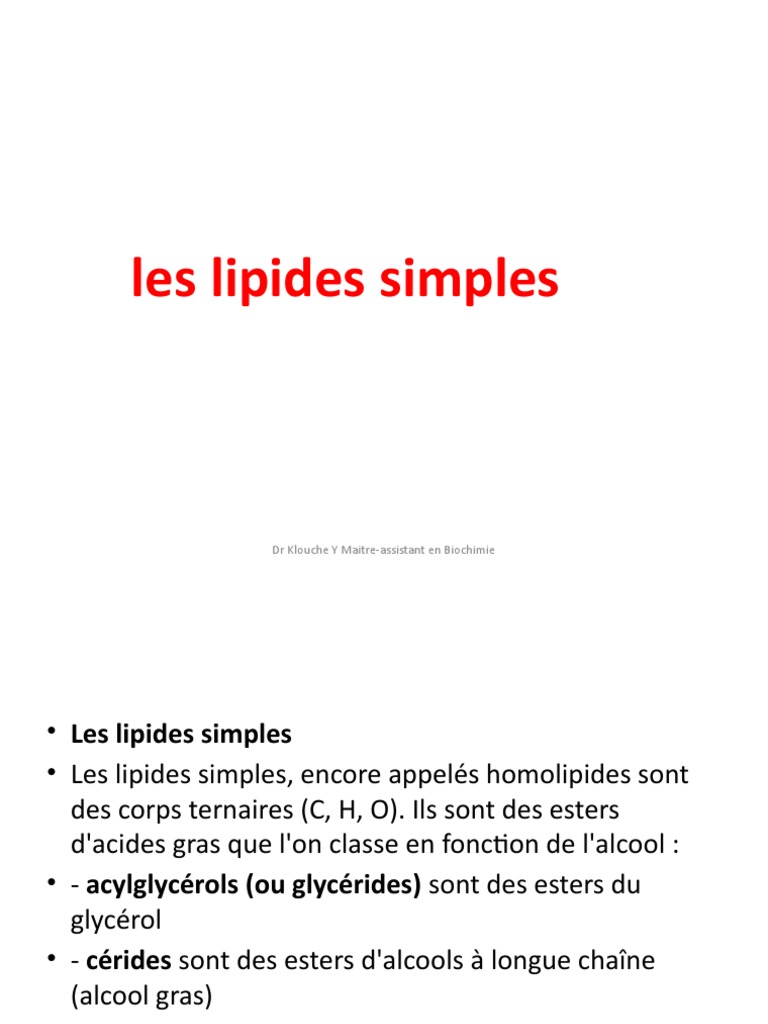Lipides Simples: Structure et Propriétés | PDF | Lipide | Biochimie
