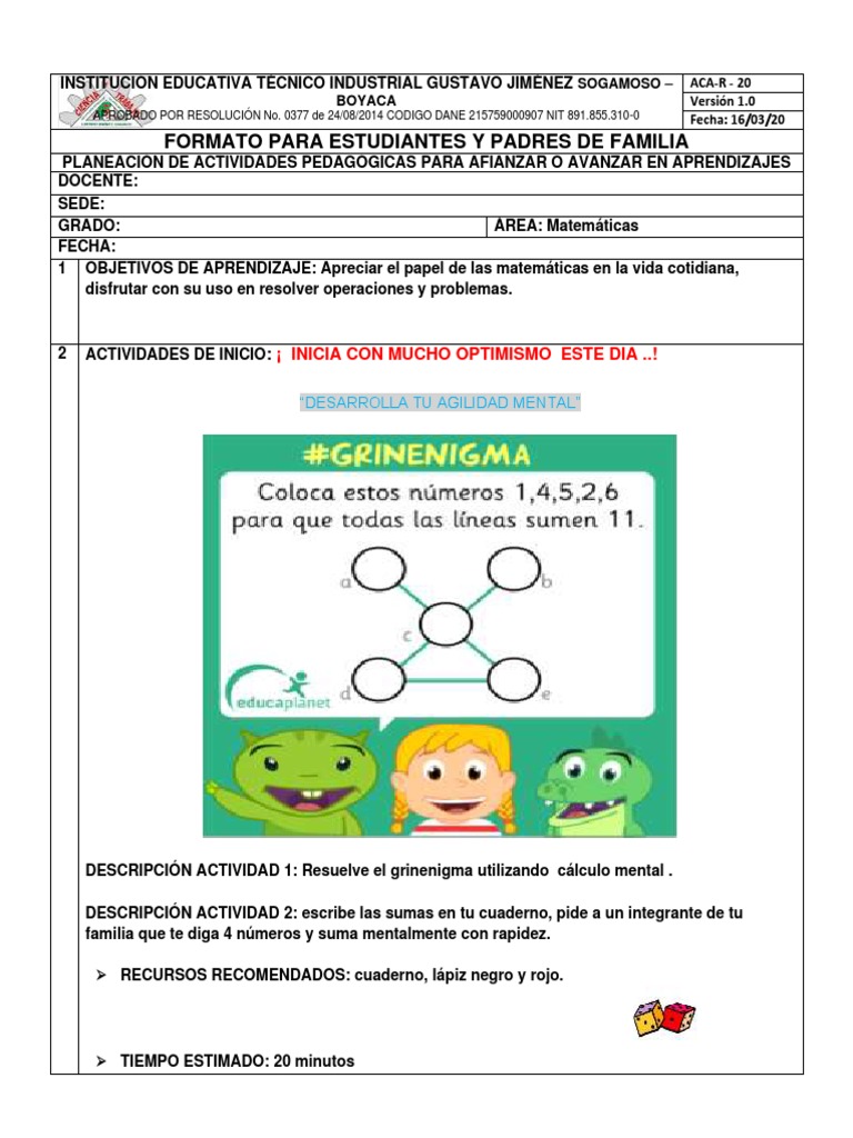 GUIA PARA ESTUDIANTES Matematicas | PDF | Modificación de ...