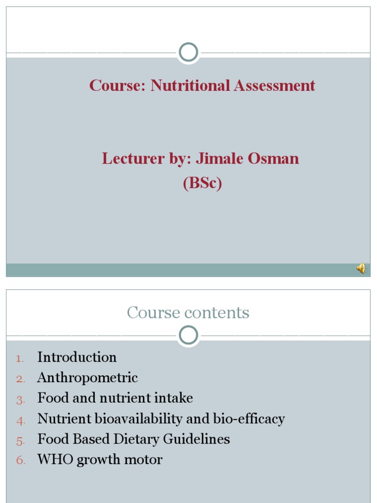 Chap1 Introduction To Nutritional Assessment | PDF | Malnutrition | Nutrition