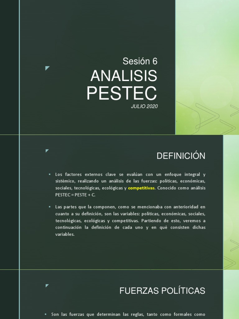 ANALISIS PESTEC - Sesion 6 | PDF | Análisis FODA | Business