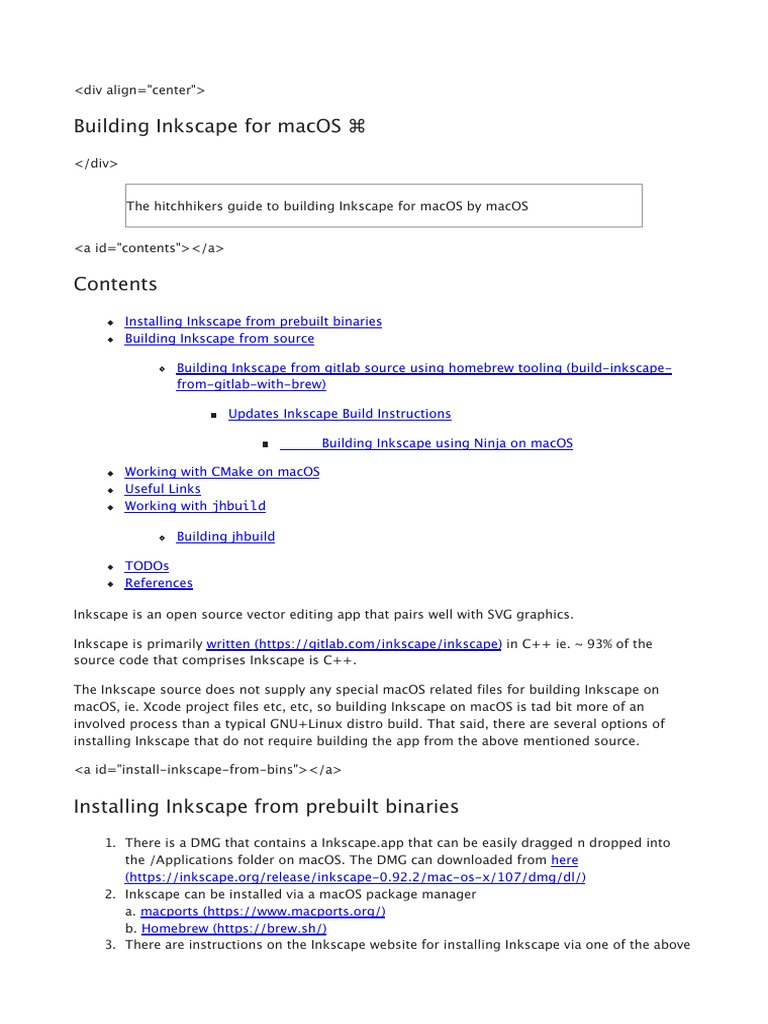 Inkscape Building For macOS | PDF | Mac Os | Library (Computing)