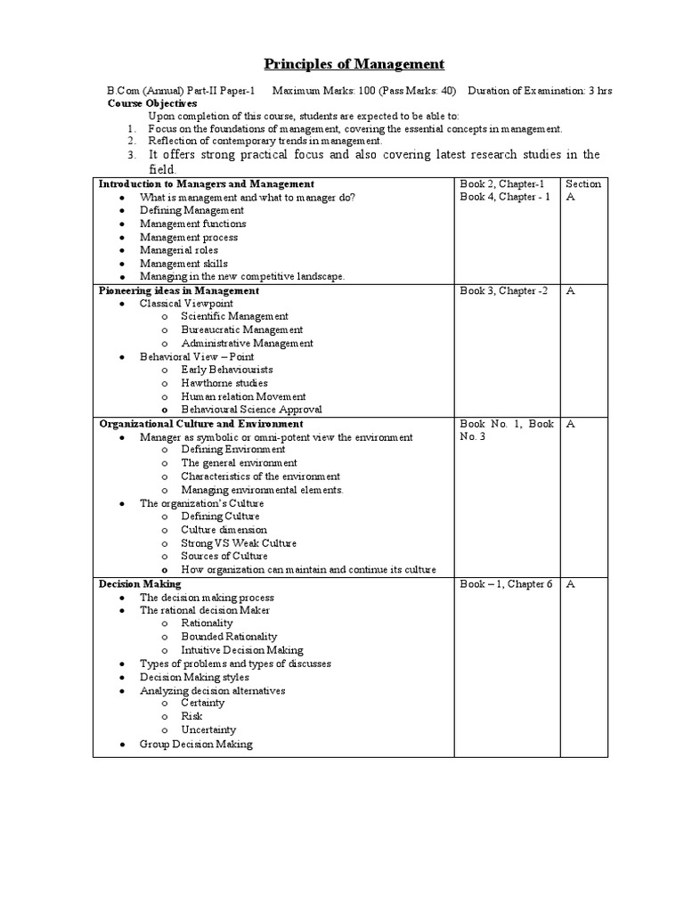 P II 1 Principles of Management | PDF | Decision Making | Leadership