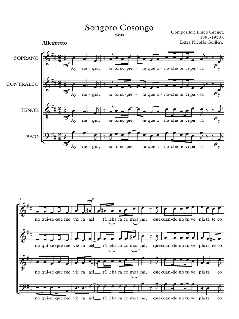 Songoro Cosongo - Partitura Completa | PDF | Entretenimiento (general)