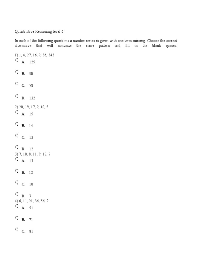Quantitative Reasoning Level 6 | PDF | Teaching Mathematics | Leisure