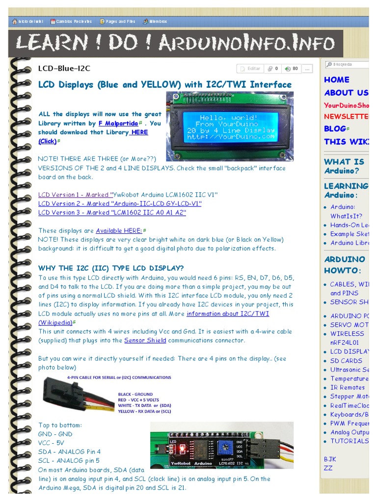 Arduino-Info - LCD-Blue-I2C | PDF | Cursor (User Interface) | Arduino