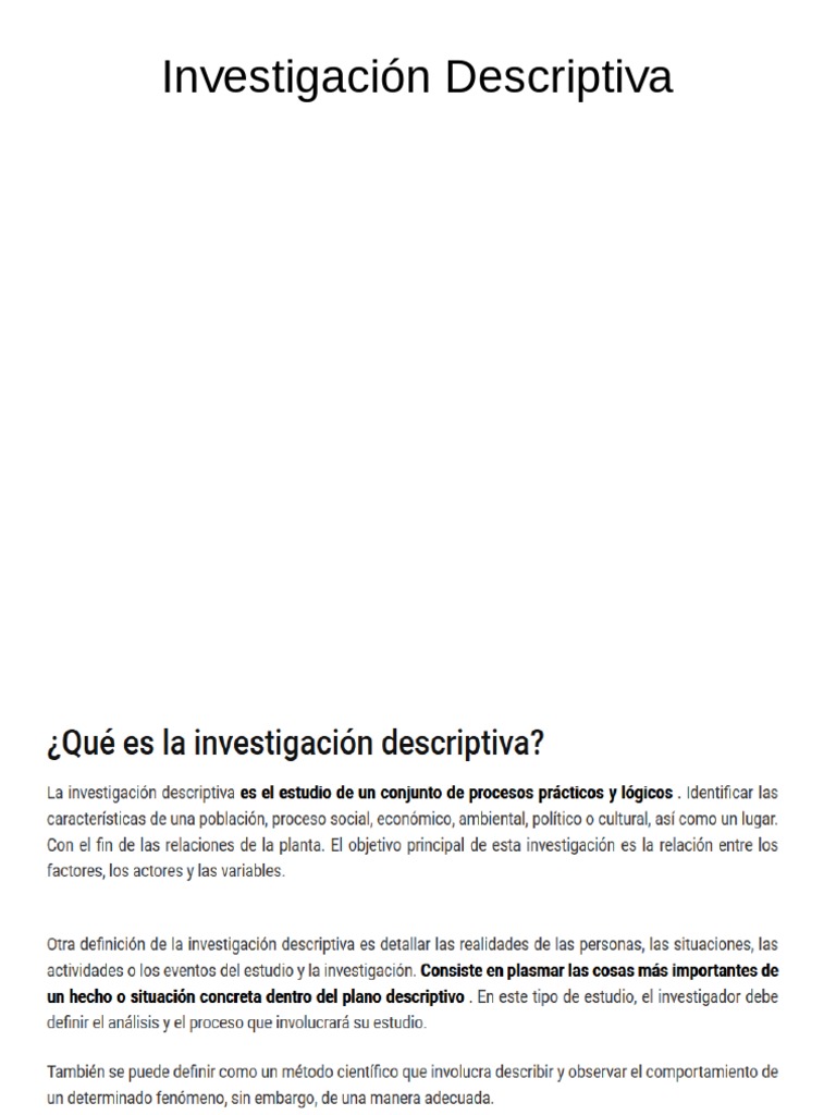 Investigacion Descriptiva | PDF