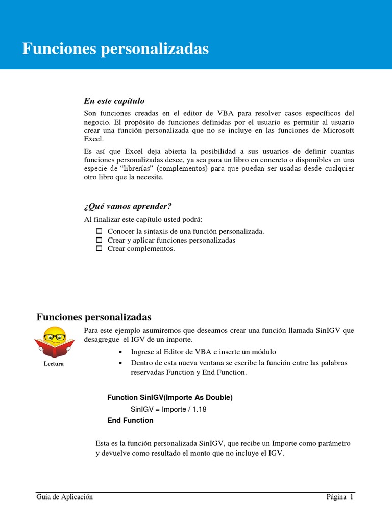GUIA-Funciones UDF v2 | PDF | Microsoft Excel | Software