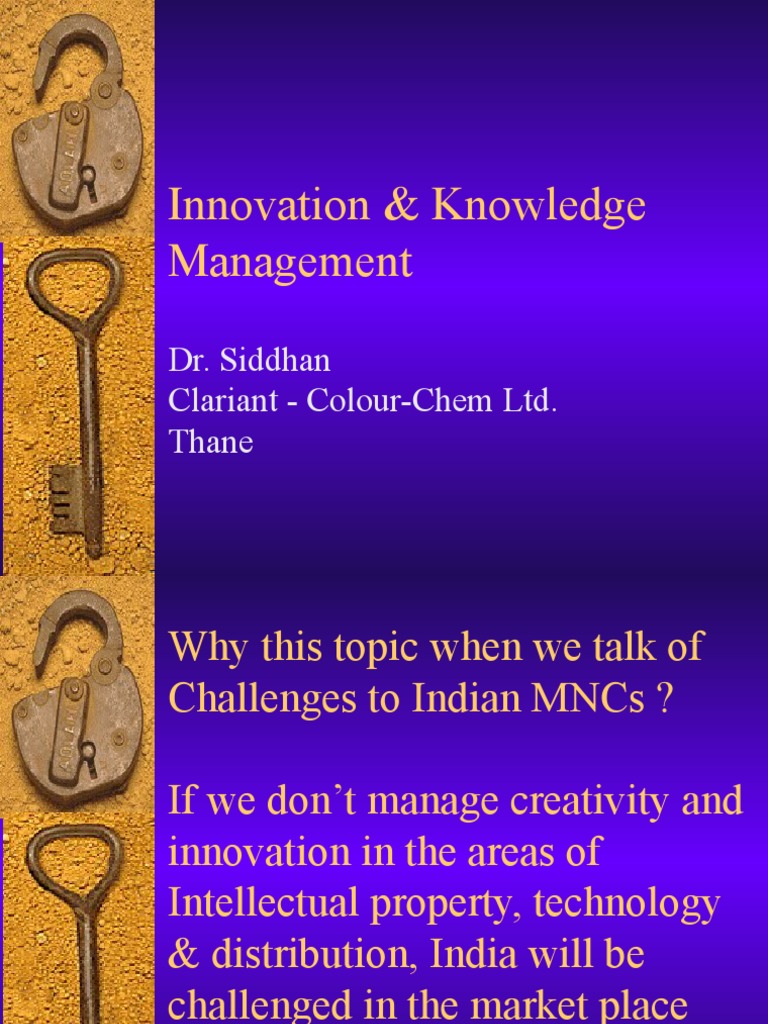 Innovation & Knowledge Management: Dr. Siddhan Clariant - Colour-Chem ...
