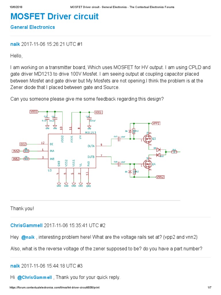 MOSFET Driver Circuit - General Electronics - The Contextual ...