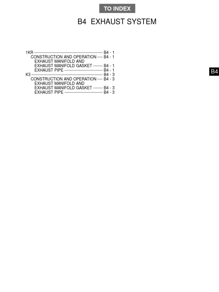 B4 Exhaust System: To Index | PDF | Pipe (Fluid Conveyance) | Vehicle Parts